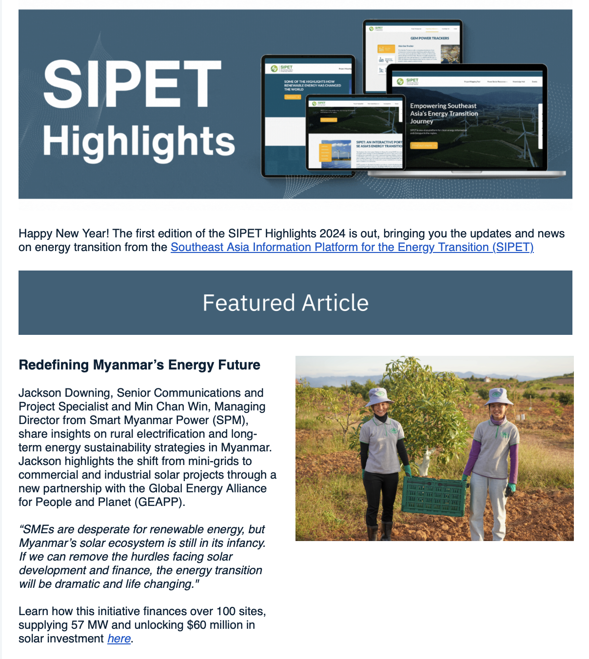 Clean Energy News Southeast Asia | SIPET Newsletter Updates